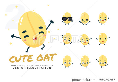 Vector set of cartoon images of Oat grain. Part 2 - Stock Illustration ...