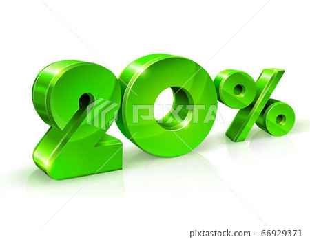 Glossy green 20 Twenty percent off, sale. Isolated - Stock Illustration ...