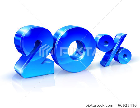 Glossy blue 20 Twenty percent off, sale. Isolated - Stock Illustration ...