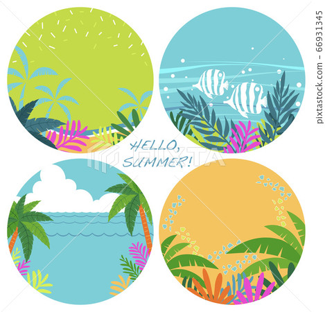 Tropical summer circular background... - Stock Illustration [66931345 ...