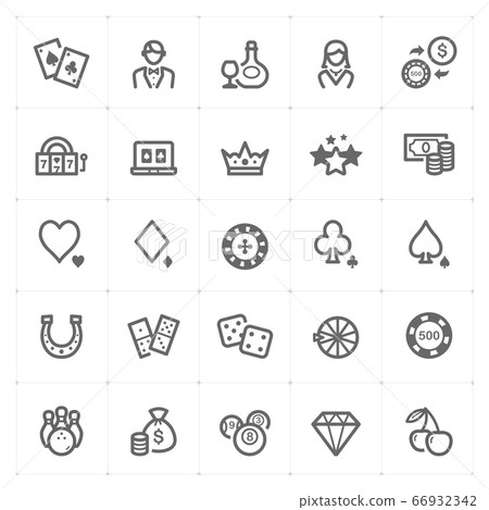 Icon set - Casino and Gambling icon outline...-插圖素材 [66932342] - PIXTA圖庫
