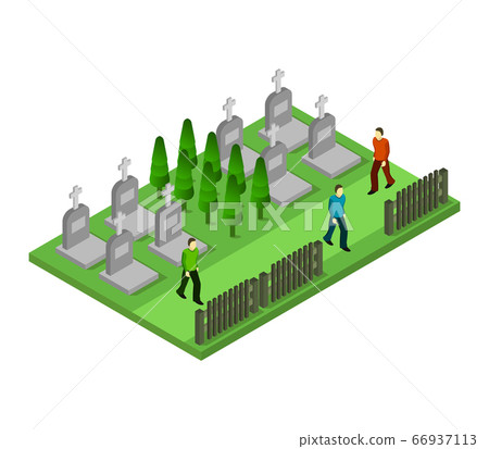 isometric cemetery - Stock Illustration [66937113] - PIXTA