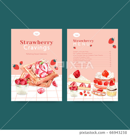 Menu template with strawberry baking design for - Stock Illustration ...