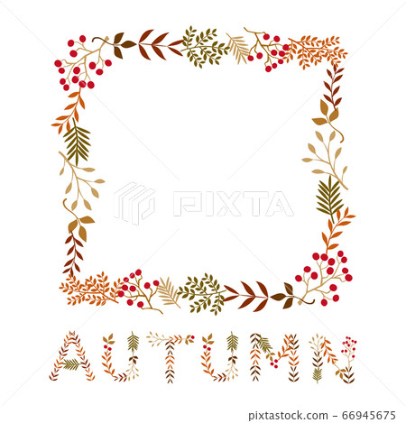 Autumn leaves frame and AUTUMN pictogram... - Stock Illustration ...