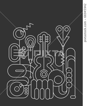 Music Instruments line art - Stock Illustration [66945942] - PIXTA