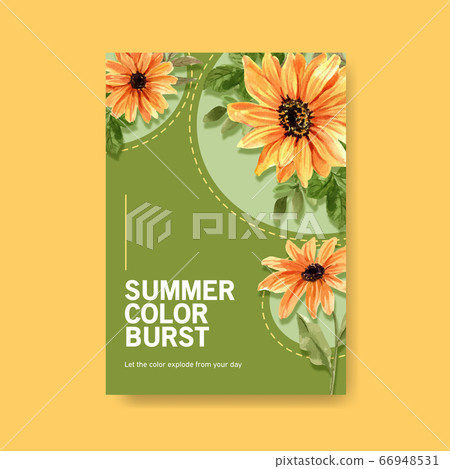 Summer flower poster template design for - Stock Illustration [66948531 ...