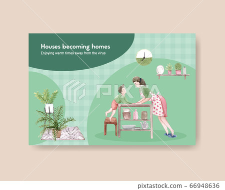 Facebook template design stay at home concept with - Stock Illustration ...
