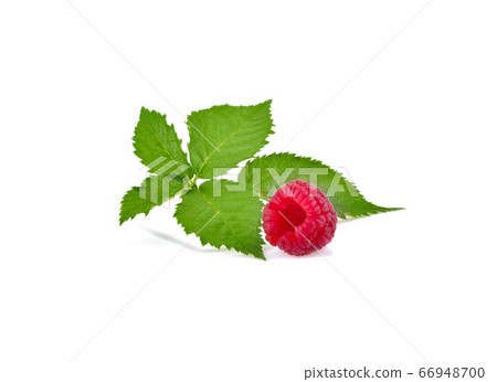 Ripe raspberries with leaf isolated on a white - Stock Photo [66948700 ...
