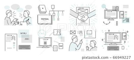 Web site production flow line drawing illustration - Stock Illustration ...