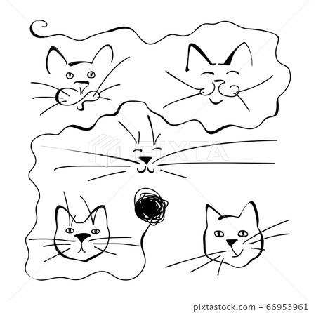 One Line Drawing Cat Face, Beauty Pets Portrait - Stock Illustration ...