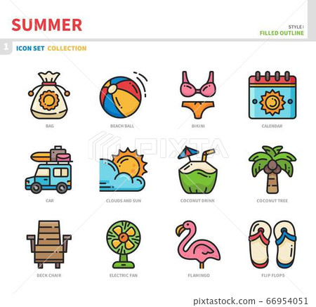 summer icon set - Stock Illustration [66954051] - PIXTA