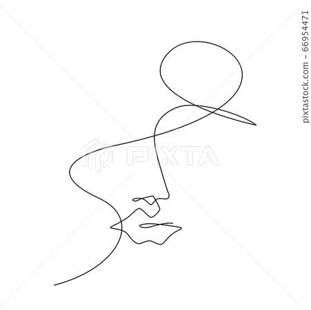 One Line Drawing Woman Face, Beauty Female - Stock Illustration ...
