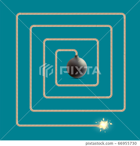 Burning explosive fuse with a round bomb. - Stock Illustration ...