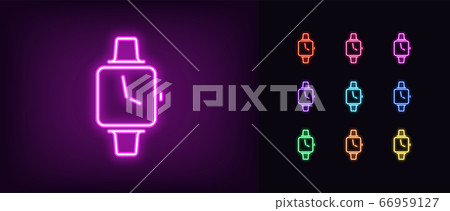 Neon smart watch icon. Glowing neon smartwatch - Stock Illustration ...