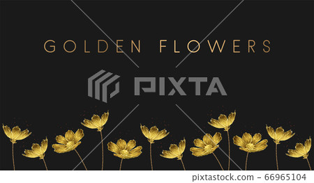 Low poly banner with golden growing flowers. - Stock Illustration ...
