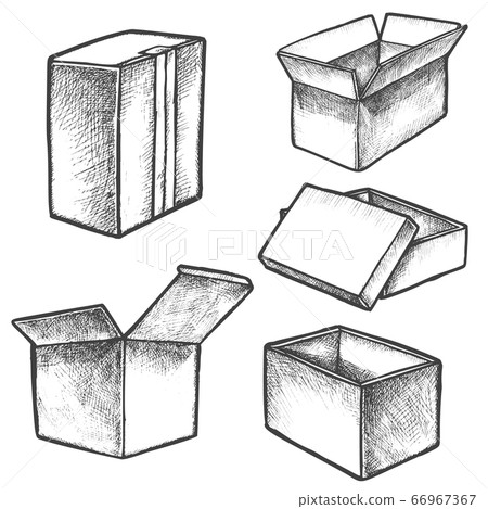 Isolated boxes sketches or hand drawn realistic... - Stock Illustration ...