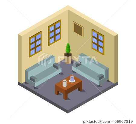isometric lounge room - Stock Illustration [66967819] - PIXTA