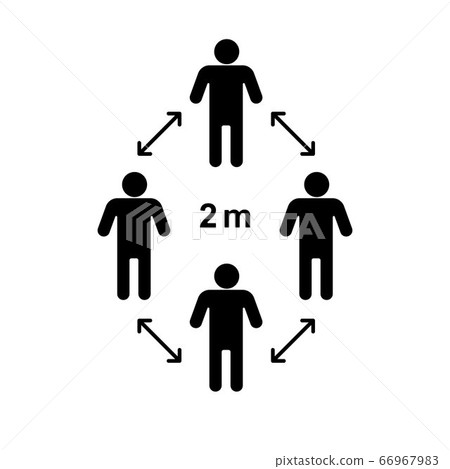 Vector flat black 2 meter pandemic social distance - Stock Illustration ...