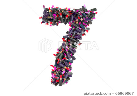 Number 7 from colored lipsticks, 3D rendering - Stock Illustration ...