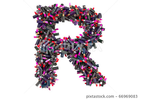 Letter R from colored lipsticks, 3D rendering - Stock Illustration ...