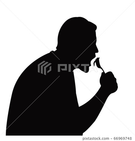 a man eating, head silhouette vector - Stock Illustration [66969748 ...