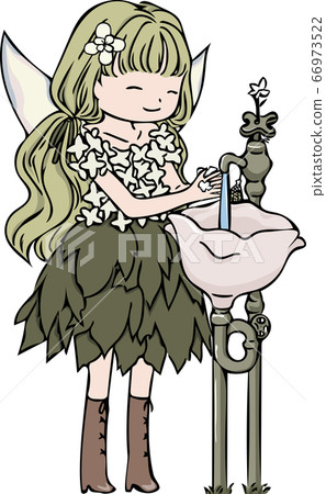 Illustration of a fairy girl washing her hands - Stock Illustration ...