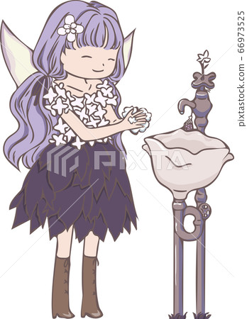 Illustration of a fairy girl washing her hands - Stock Illustration ...