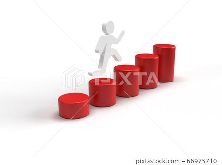 3d Rendering of Businessman run up on red graph... - Stock Illustration ...