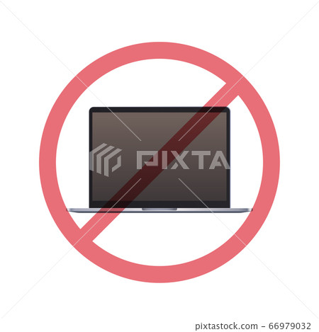 laptop in prohibition sign digital detox... - Stock Illustration ...