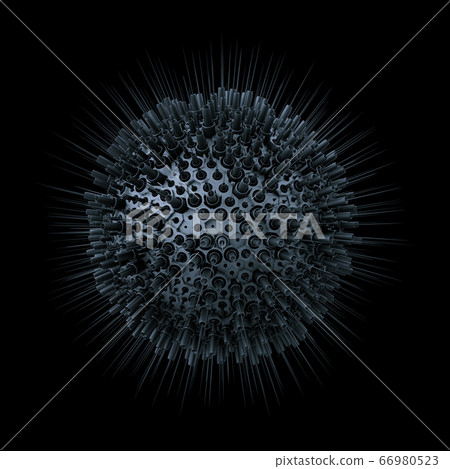Sci-Fi Spiked Sphere Isolated On Black Background - Stock Illustration ...