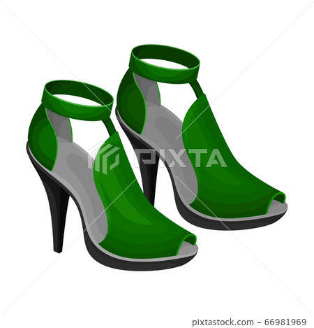 Heeled Open Toe Shoes or Peep-toes with... - Stock Illustration ...
