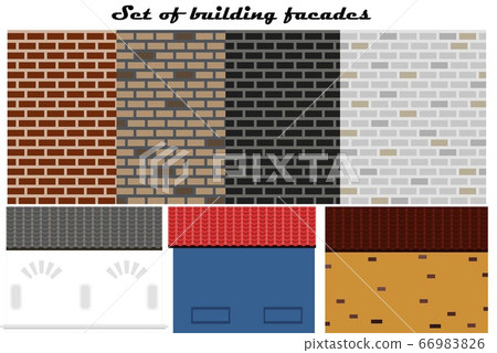 A set of brick facades of buildings with... - Stock Illustration ...