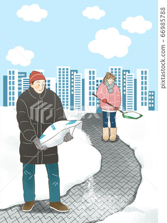 Cartoon of people health care in winter... - Stock Illustration ...