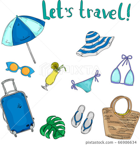 Sea vacation concept vector collection. Sunbathing - Stock Illustration ...