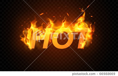 Burning red hot sparks realistic fire flames - Stock Illustration ...