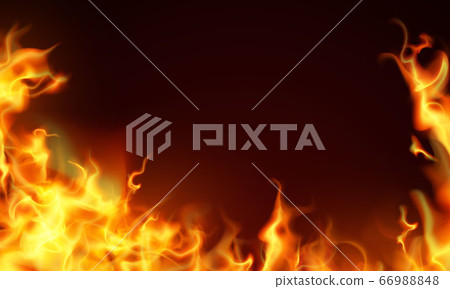 Burning red hot sparks realistic fire flames-插圖素材 [66988848] - PIXTA圖庫