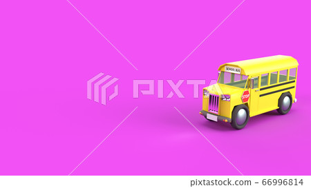 A yellow school bus on purple background 3d... - Stock Illustration ...