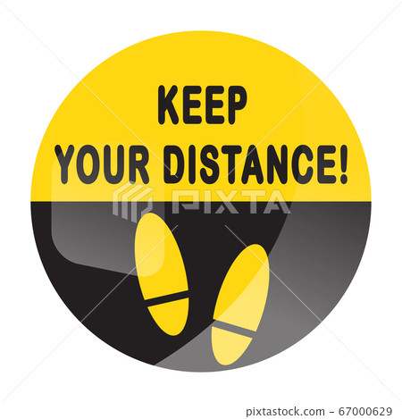 Keep your distance round floor marking for queue - Stock Illustration ...