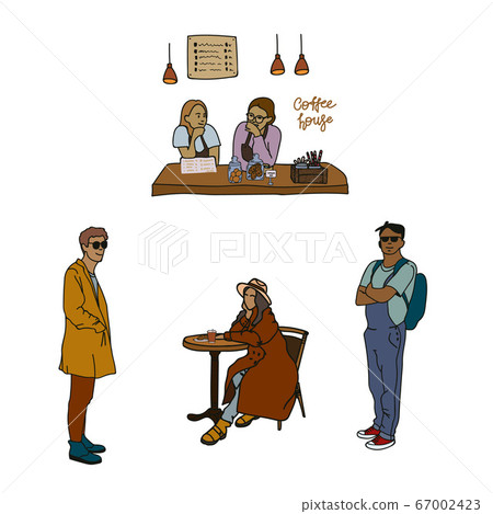 A set of hand-drawn illustrations for cafes.... - Stock Illustration ...
