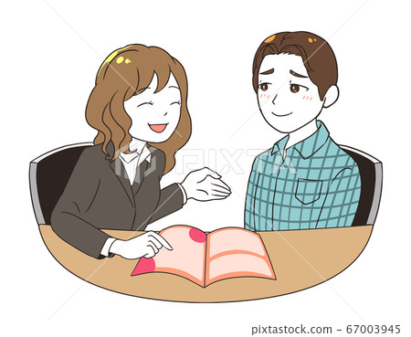 Male customers shy of female office workers - Stock Illustration ...