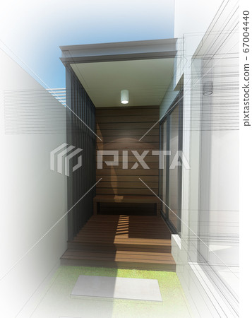 abstract sketch design of terrace ,3d rendering - Stock Illustration ...