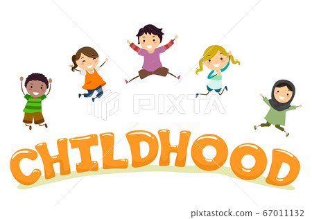 Stickman Kids Childhood Lettering Illustration - Stock Illustration ...