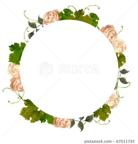 Round frame of pink roses - Stock Illustration [67011785] - PIXTA
