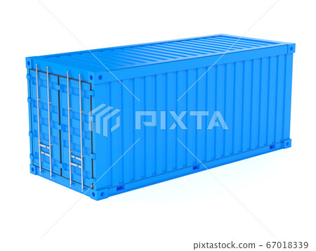 Shipping freight container. Blue intermodal...-插圖素材 [67018339] - PIXTA圖庫