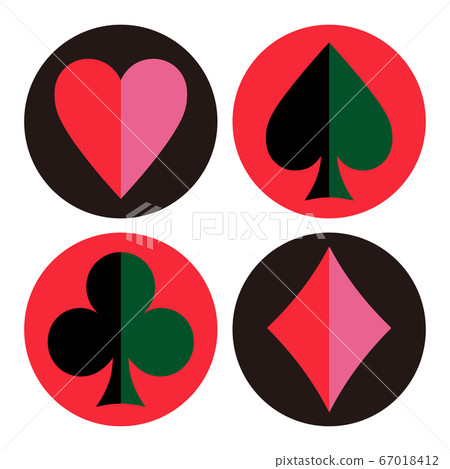 Playing card mark icon set (with round frame) - Stock Illustration ...