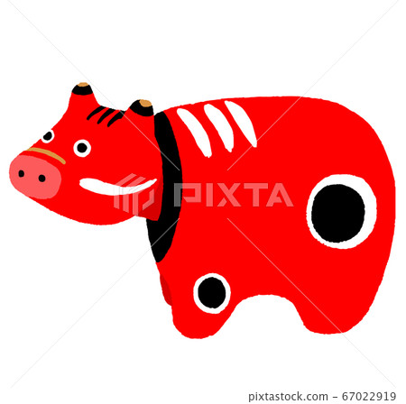 Hand-painted cute Akabeko folk crafts Fukushima... - Stock Illustration ...