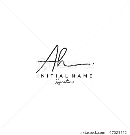 Letter AH Signature Logo Template Vector - Stock Illustration [67025552 ...