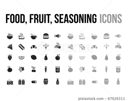 Food, fruit, seasoning vector icon collection - Stock Illustration ...