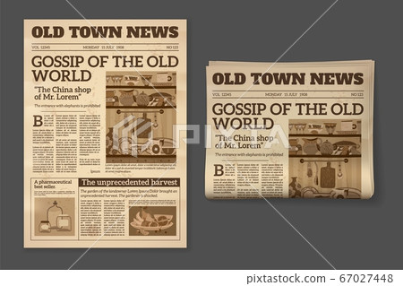 Old newspaper. Vintage magazine front page... - Stock Illustration ...
