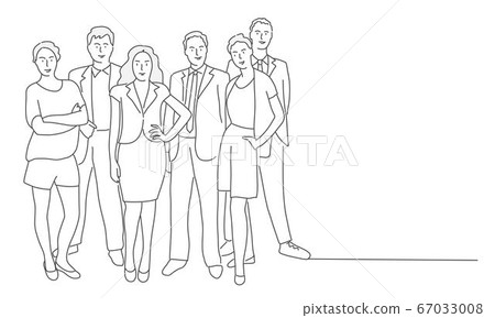 Line drawing of business people. Teamwork.... - Stock Illustration ...